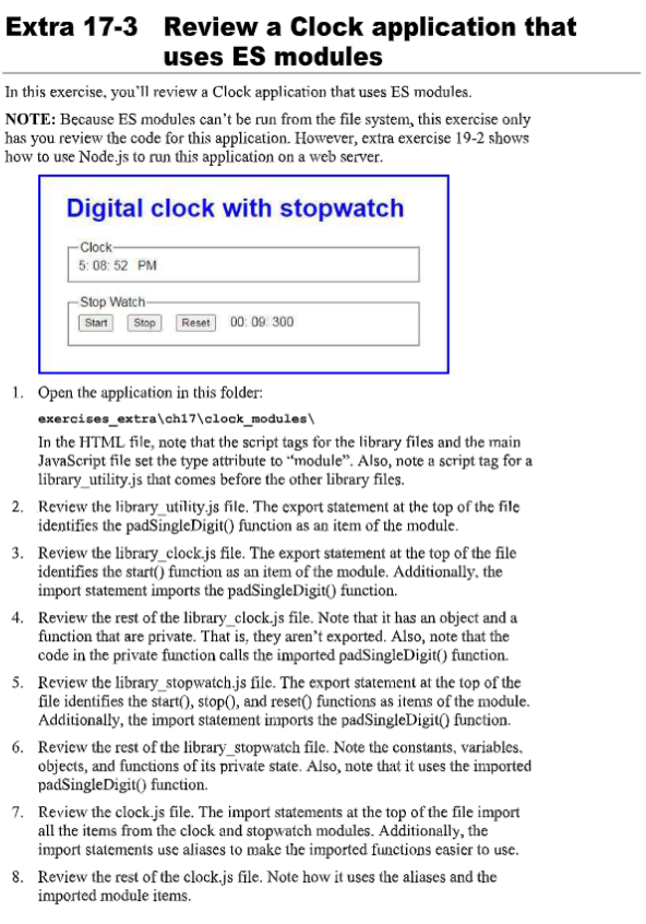 Extra 17-3 Review a Clock application that uses ES | Chegg.com