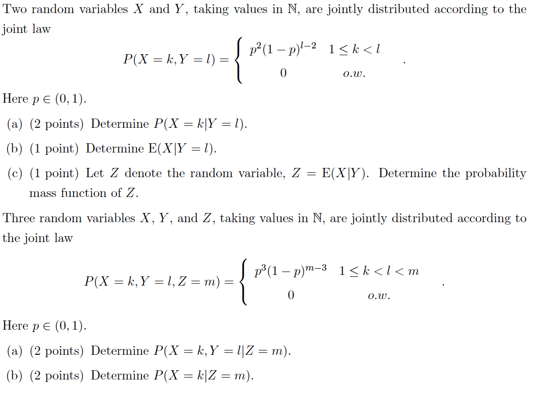 Solved Two random variables X and Y, taking values in N, are | Chegg.com