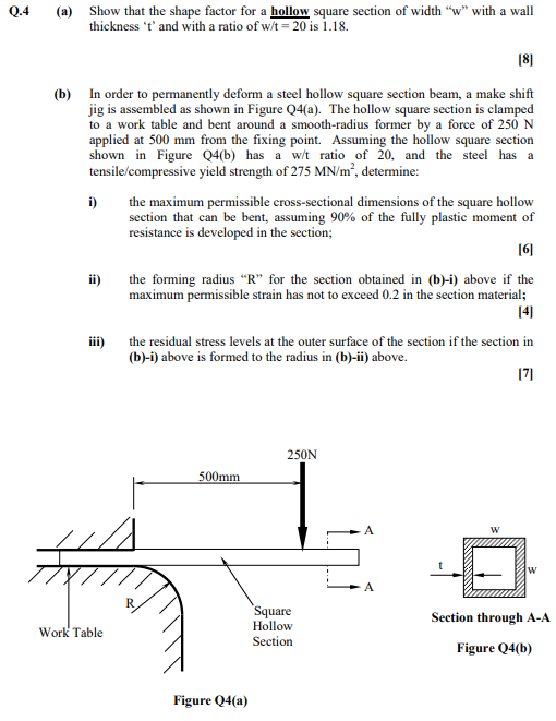 Solved Q.4 (a) Show that the shape factor for a hollow | Chegg.com