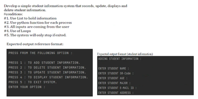 Solved Develop a simple student information system that | Chegg.com
