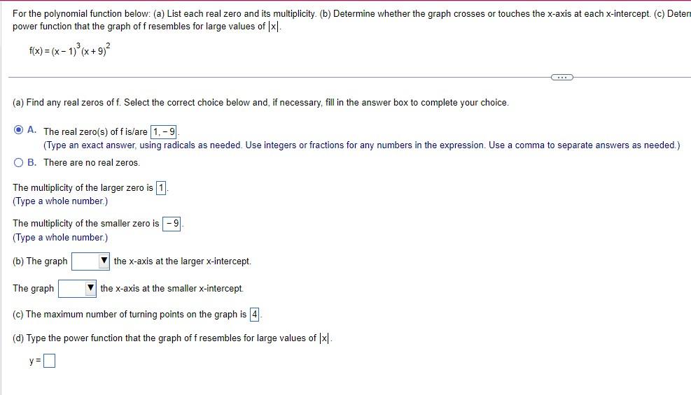 Solved For the polynomial function below: (a) List each real | Chegg.com