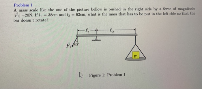 Solved Problem 1 A mass scale like the one of the picture | Chegg.com