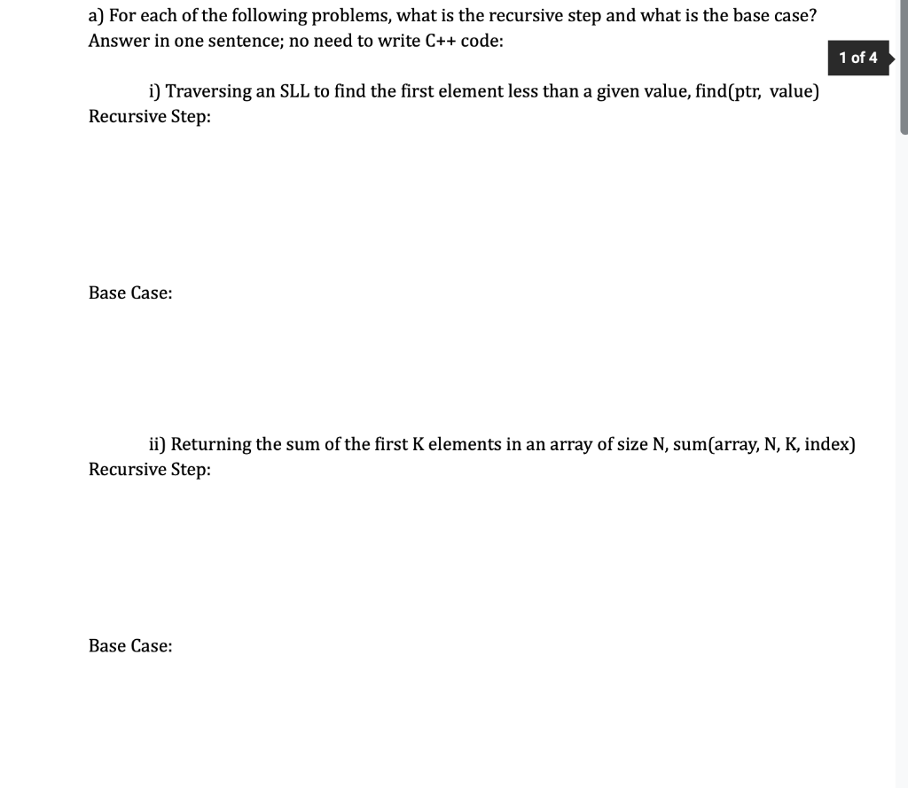 Solved a) For each of the following problems, what is the | Chegg.com