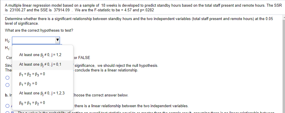 Solved A multiple linear regression model based on a | Chegg.com