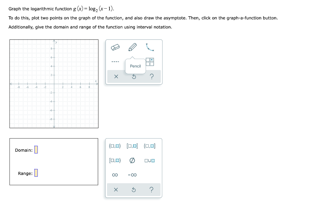 Solved Graph the logarithmic function g (x) = log₂ (x-1). To | Chegg.com