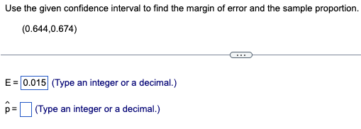 Solved Use the given confidence interval to find the margin | Chegg.com