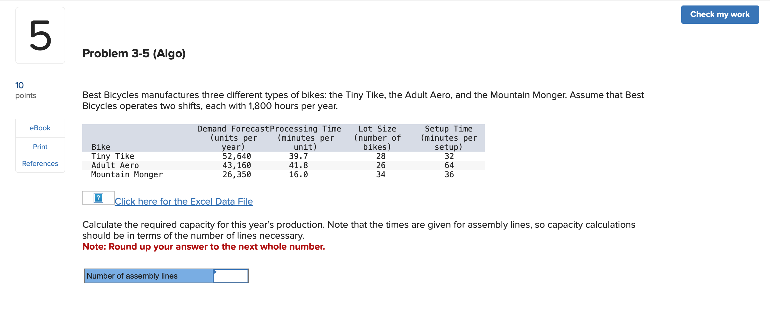 Solved Problem 3-5 (Algo)Best Bicycles manufactures three | Chegg.com