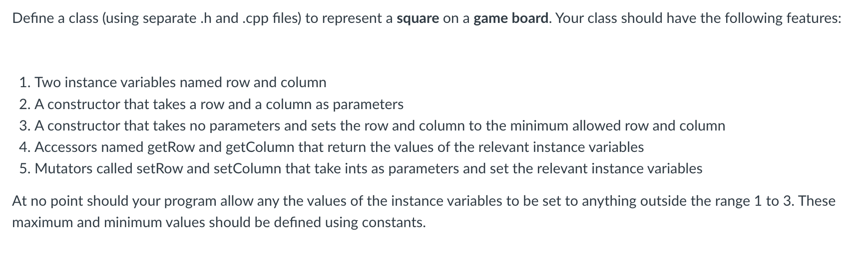Solved Define a class (using separate .h and .cpp files) to | Chegg.com