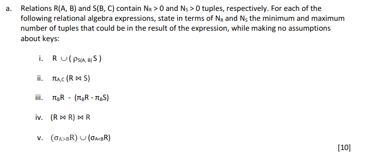 Solved Question on relational algebra: | Chegg.com