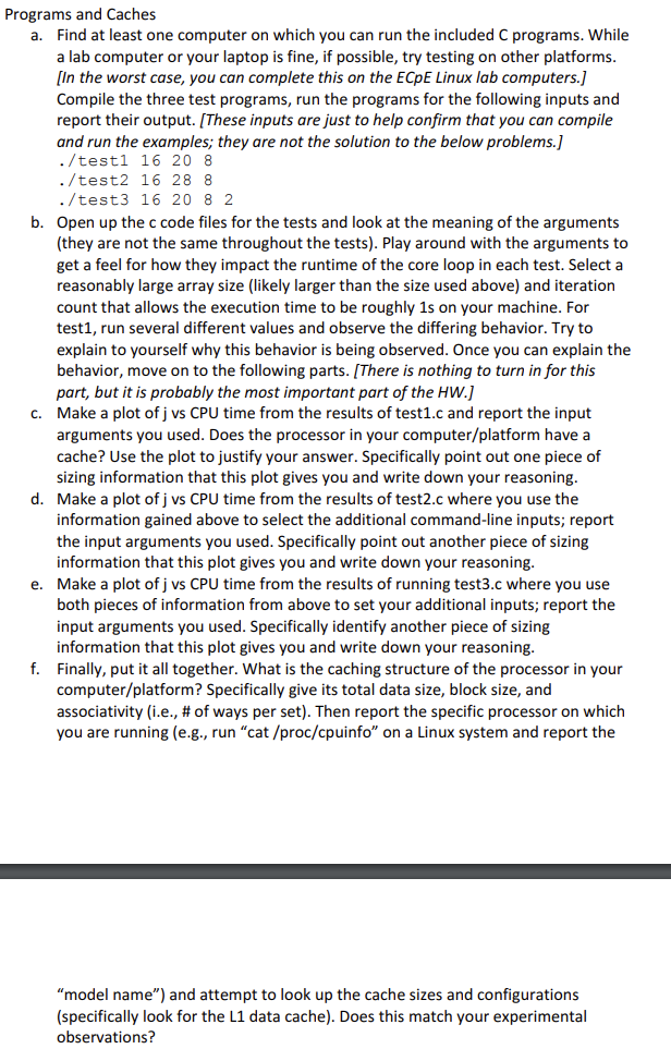 Solved Programs and Caches a. Find at least one computer on | Chegg.com