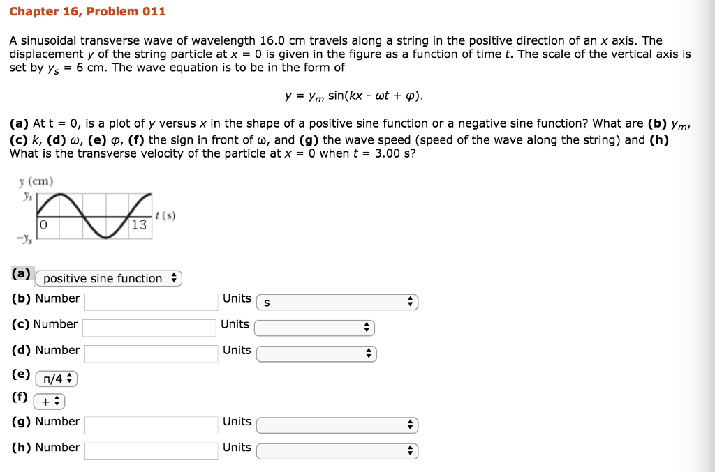 Solved Chapter 16, Problem 011 A sinusoidal transverse wave | Chegg.com