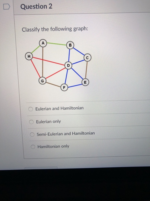 Solved Question 2 Classify the following graph: O Eulerian | Chegg.com