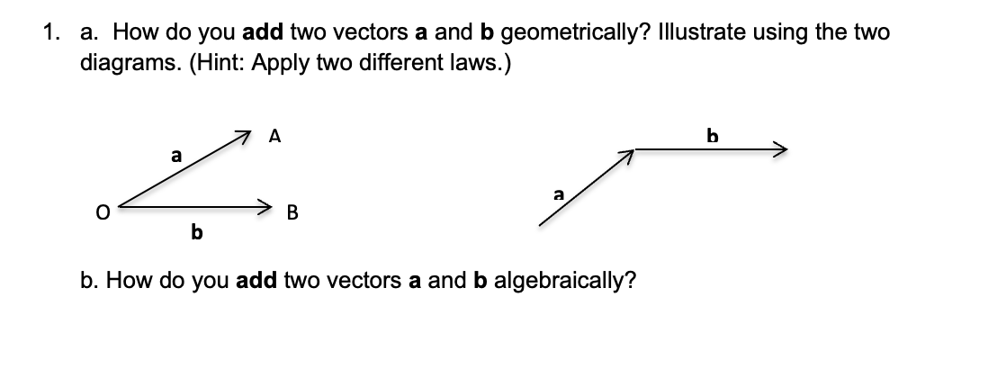 Solved a. How do you add two vectors a and b geometrically? | Chegg.com