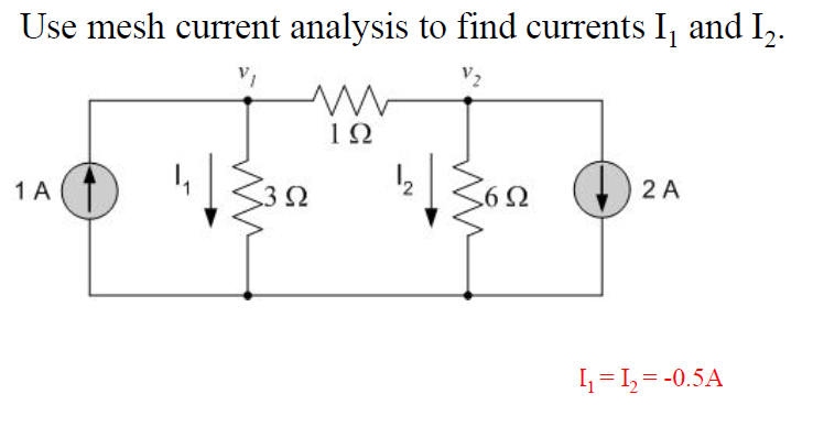 Solved Use mesh current analysis to find currents I1 and I2. | Chegg.com