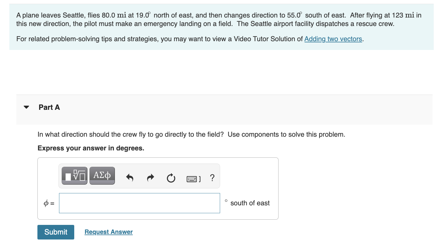 Solved i need help with finding the direction/degrees for | Chegg.com