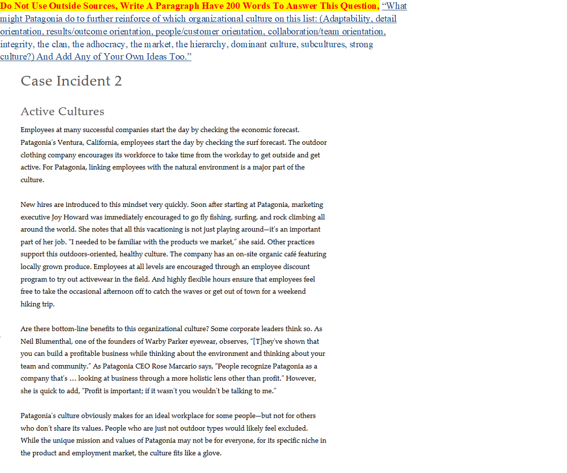 Solved Do Not Use Outside Sources, Write A Paragraph Have | Chegg.com