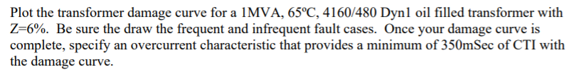Solved Plot the transformer damage curve for a 1MVA, 65°C, | Chegg.com