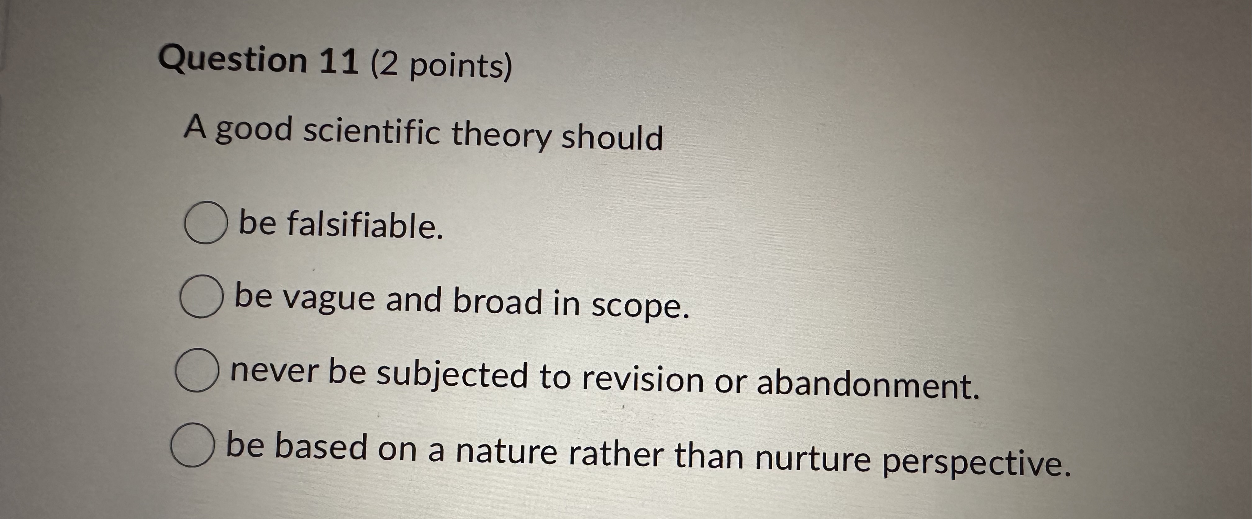 Solved Question 11 (2 ﻿points)A good scientific theory | Chegg.com