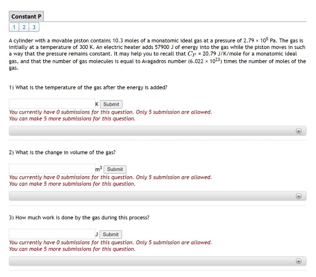 Solved Constant P A cylinder with a movable piston contains | Chegg.com