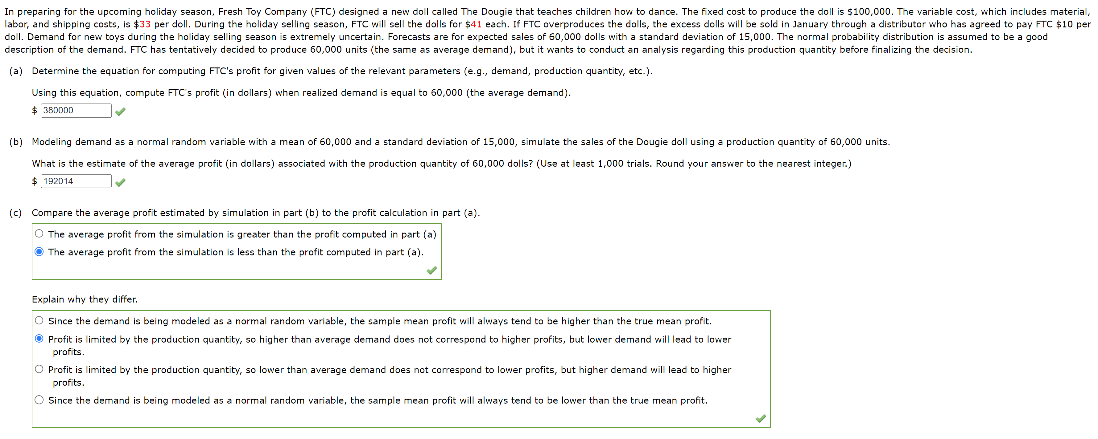 Solved (a) Determine the equation for computing FTC's profit | Chegg.com