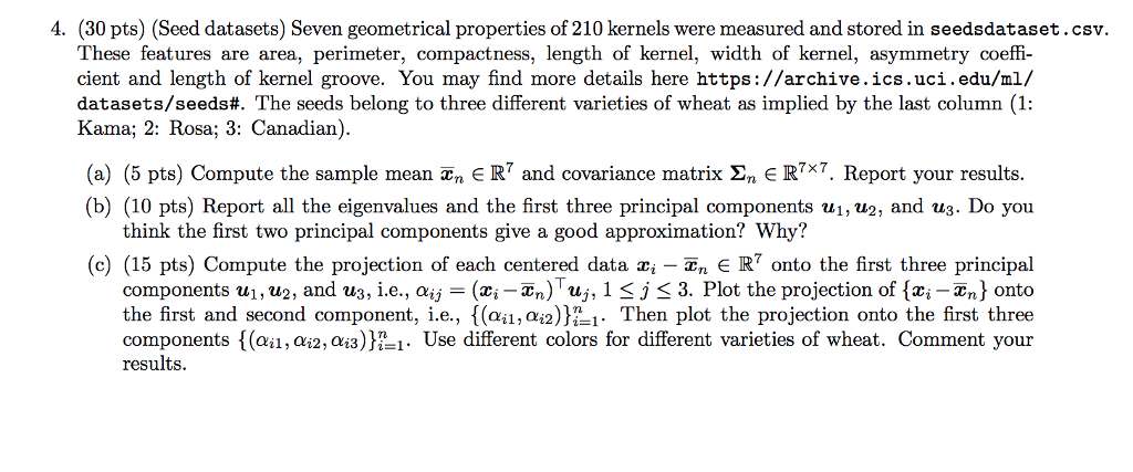 4. (30 pts) (Seed datasets) Seven geometrical | Chegg.com