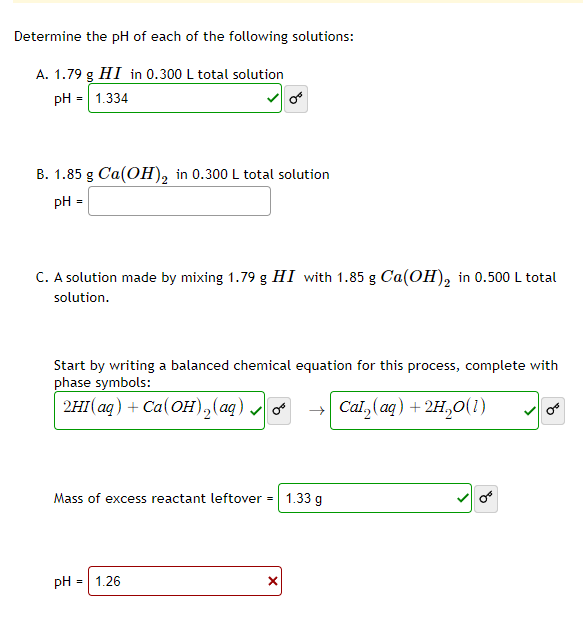 Solved Determine the pH of each of the following solutions: | Chegg.com