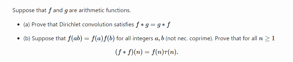 Solved Suppose that f and g are arithmetic functions. - (a) | Chegg.com