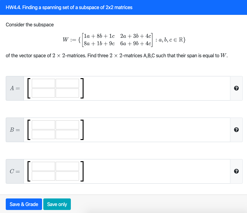 Solved Consider the subspace of the vector space of | Chegg.com