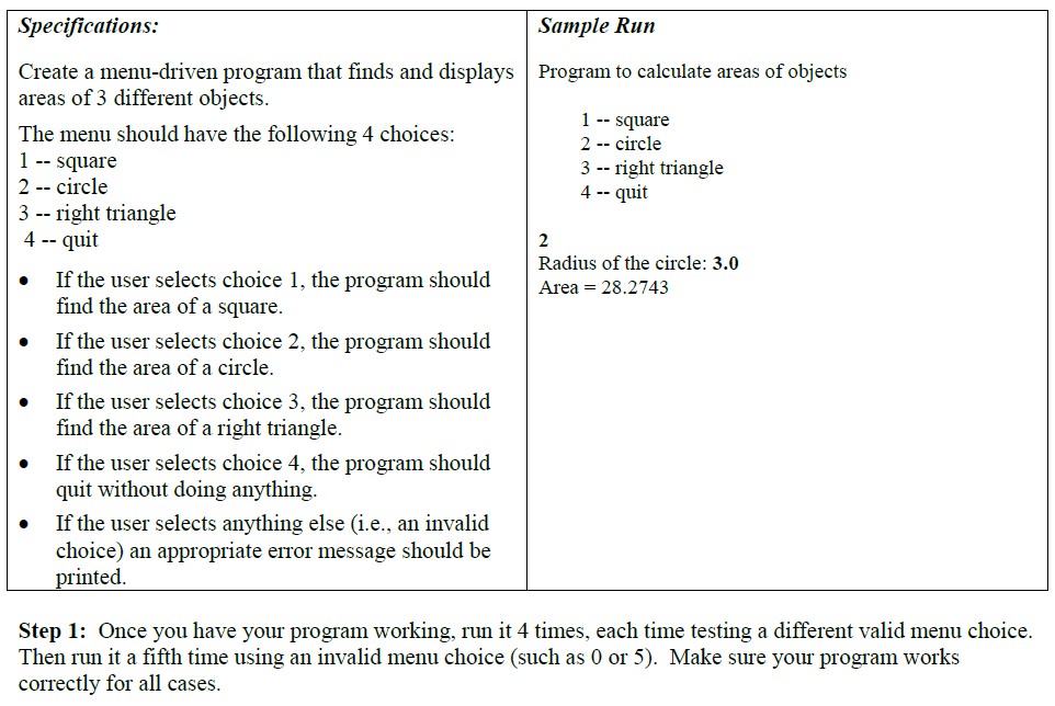 Solved Given the specifications and sample of what the run | Chegg.com