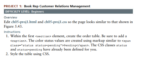Solved PROJECT 1: Book Rep Customer Relations Management | Chegg.com