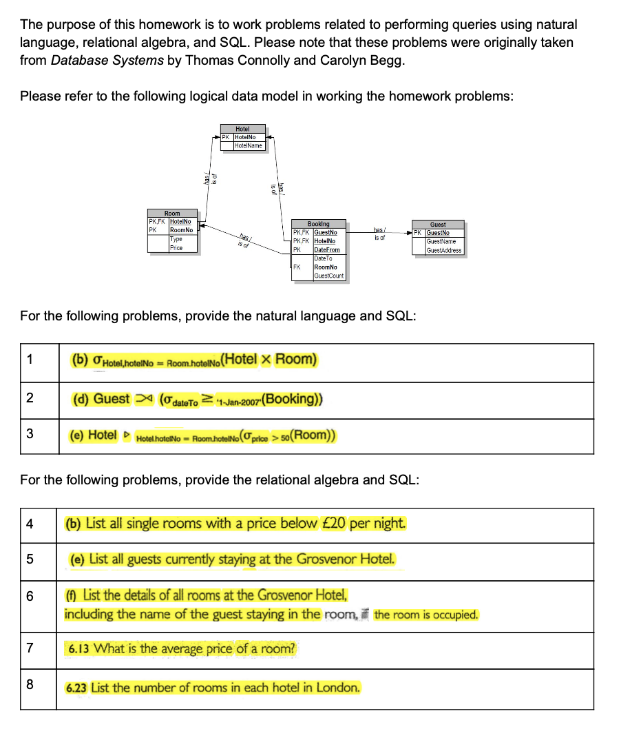 Solved Answer worked queries from Connolly & Begg | Chegg.com