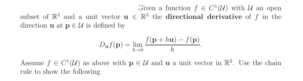 Solved Given a function f∈C1(U) with U an open subset of R2 | Chegg.com