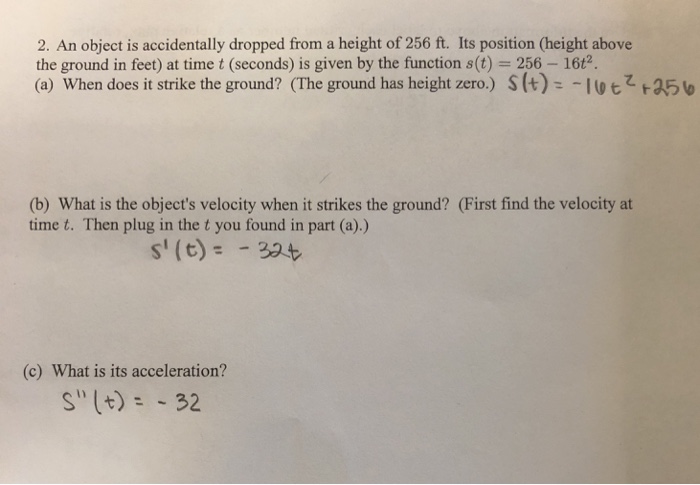 Solved 2. An object is accidentally dropped from a height of | Chegg.com