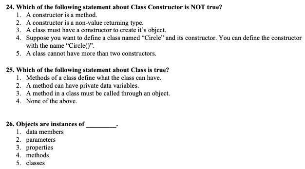 Solved 24. Which of the following statement about Class | Chegg.com