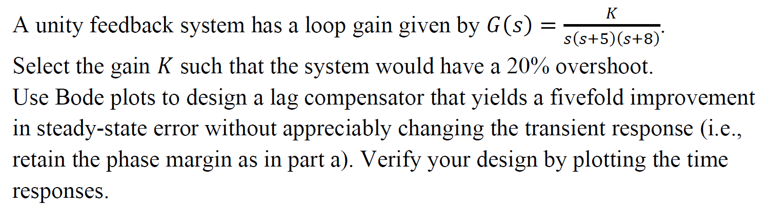 Solved A unity feedback system has a loop gain given by | Chegg.com