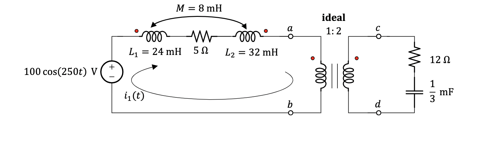 Solved Determine current 𝑖1(𝑡) by calculating its phasor | Chegg.com
