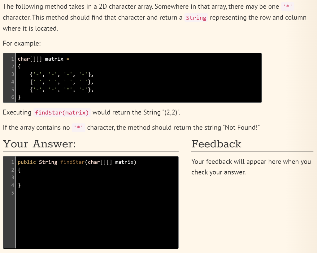 Solved The following method will appear in a class with a | Chegg.com