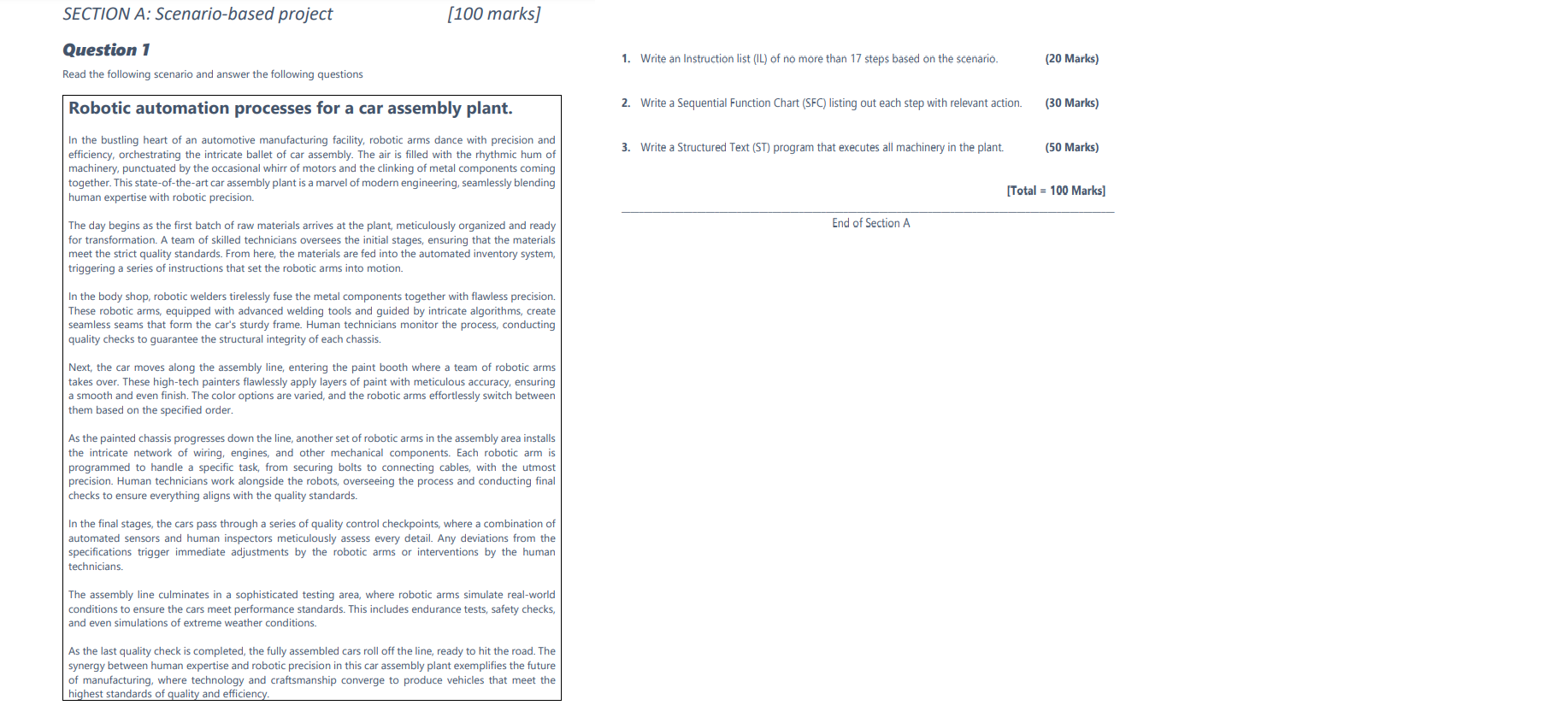 Solved SECTION A: Scenario-based project [100 marks] | Chegg.com