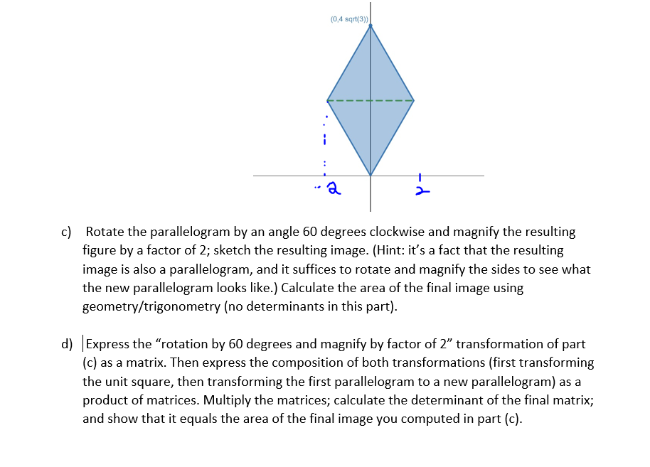 Solved (0,4 sqrt(3) a c) Rotate the parallelogram by an | Chegg.com