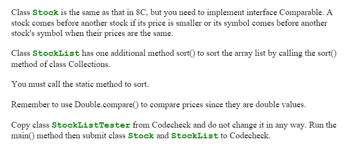 Solved 8C Stock.java /** * Models stock objects | Chegg.com