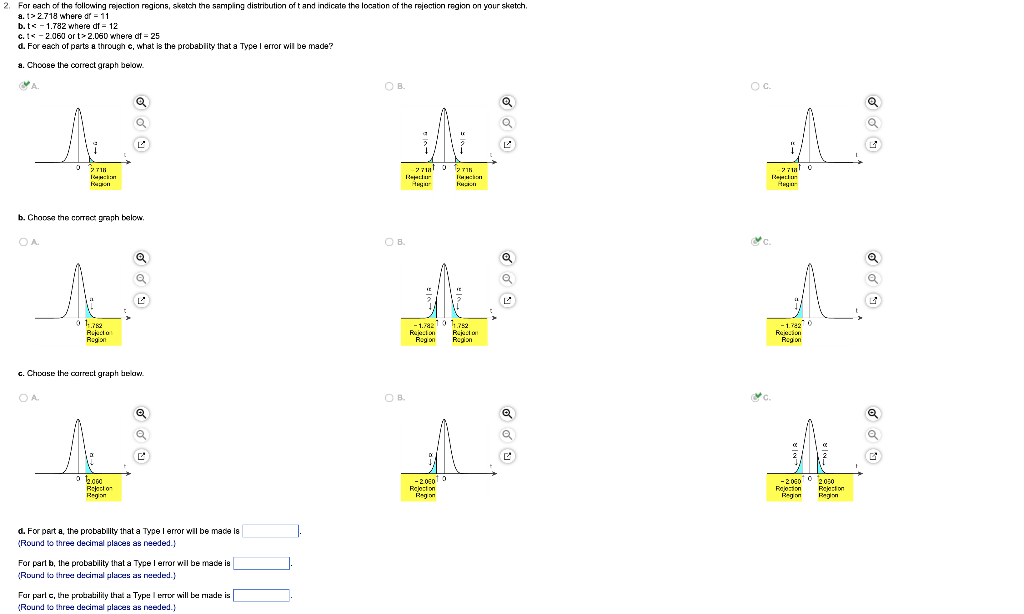2. For each of the following regection regicns, | Chegg.com