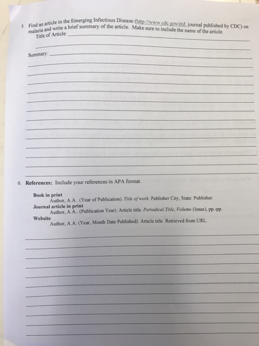 Solved in the Emerging Infectious Disease (http//www.cdc | Chegg.com