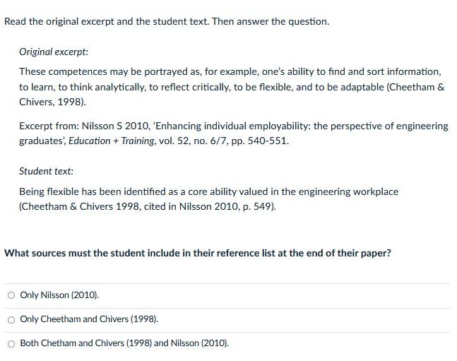 Solved Read the original excerpt and the student text. Then | Chegg.com