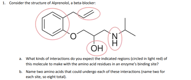 Solved 1. Consider the structure of Alprenolol, a | Chegg.com