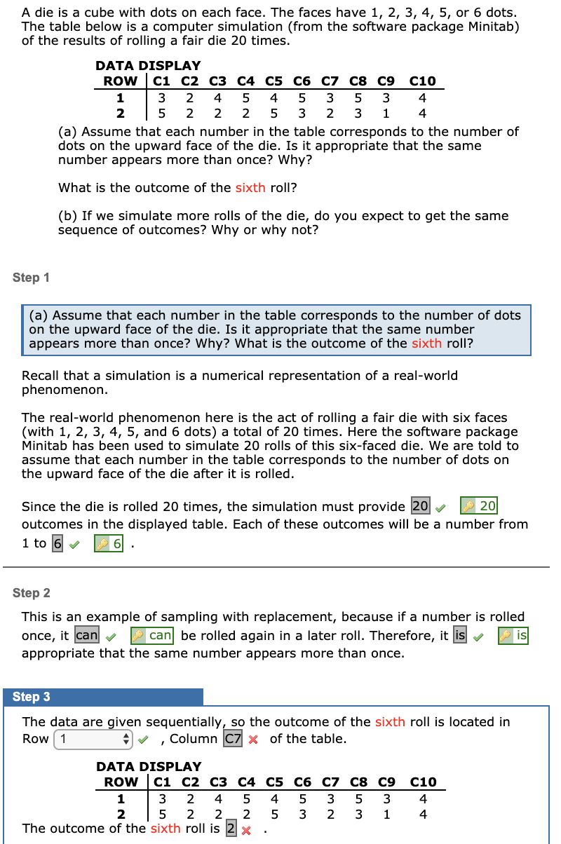 Solved A die is a cube with dots on each face. The faces | Chegg.com