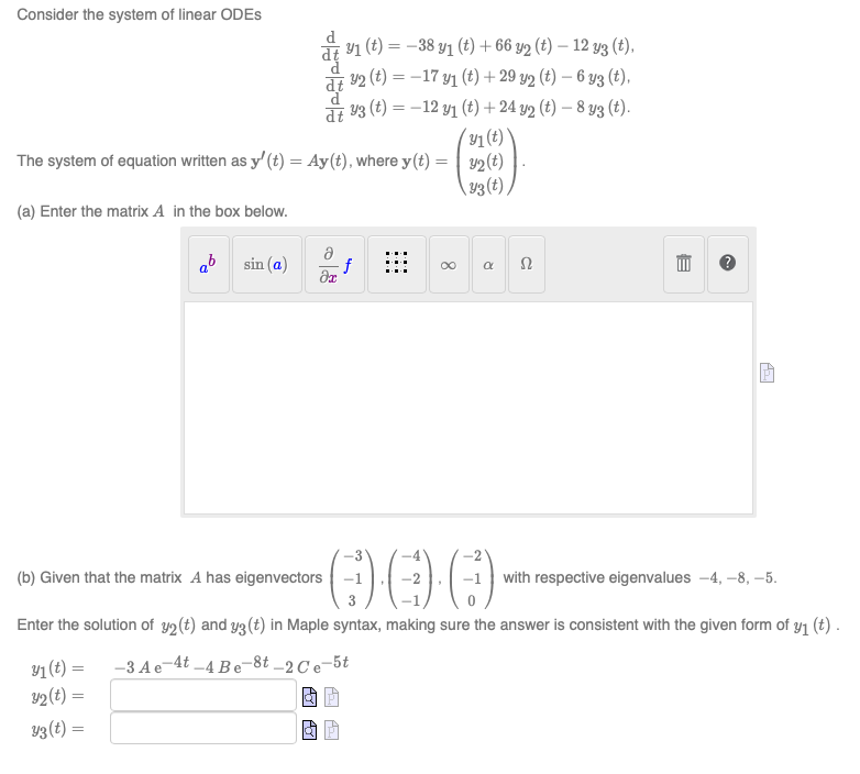 Solved Consider the system of linear ODEs | Chegg.com