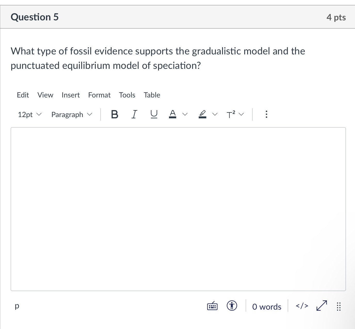 Solved Question 54 ﻿ptsWhat type of fossil evidence supports | Chegg.com