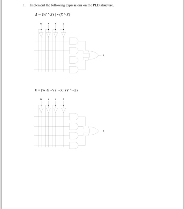 Solved 1. Implement the following expressions on the PLD | Chegg.com