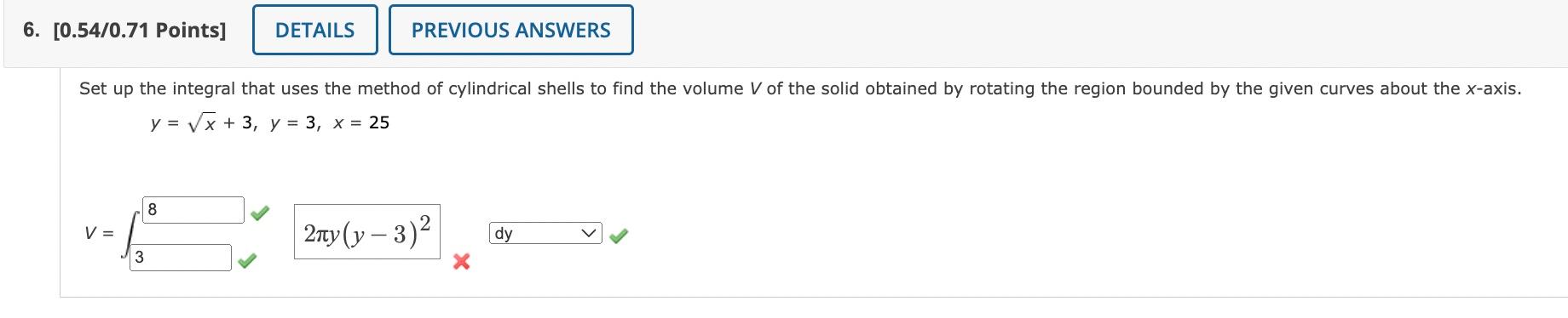 Solved Set up the integral that uses the method of | Chegg.com