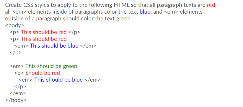 Solved Create CSS styles to apply to the following HTML so | Chegg.com